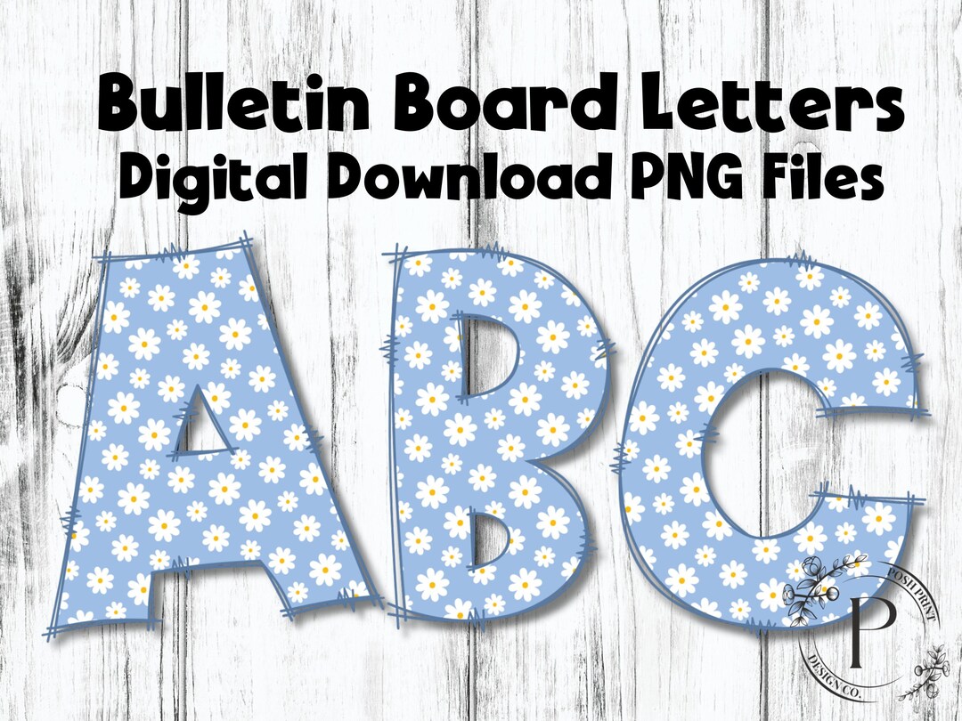 Daisies Bulletin Board Letters, Alphabet Clip Art, Digital Download ...