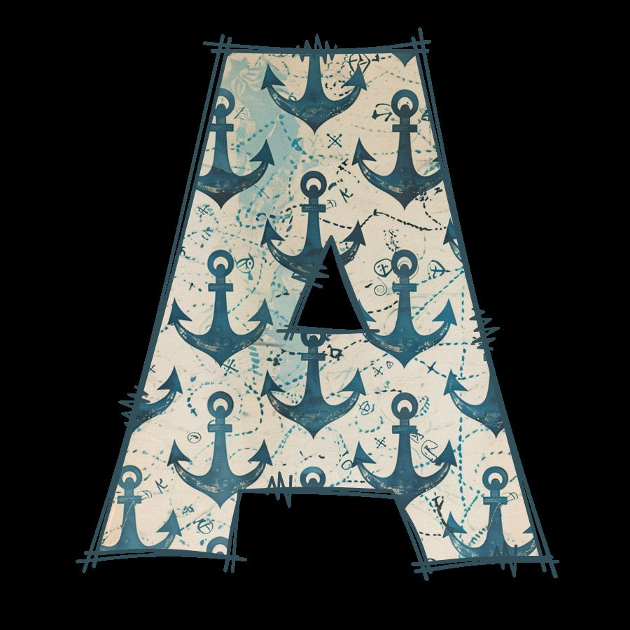 Bulletin Board Letters, Anchors, Alphabet Clip Art, PNG Files, Digital ...