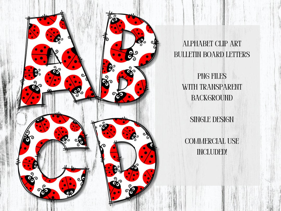 Lady Bug Alphabet Clip Art, Lady Bug Bulletin Board Letters, Lady Bug ...