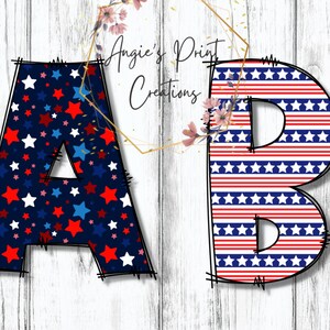 Patriotic Alphabet Clip Art, Bulletin Board Letters, Fourth of July ...