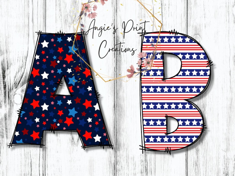 Patriotic Alphabet Clip Art, Bulletin Board Letters, Fourth of July ...