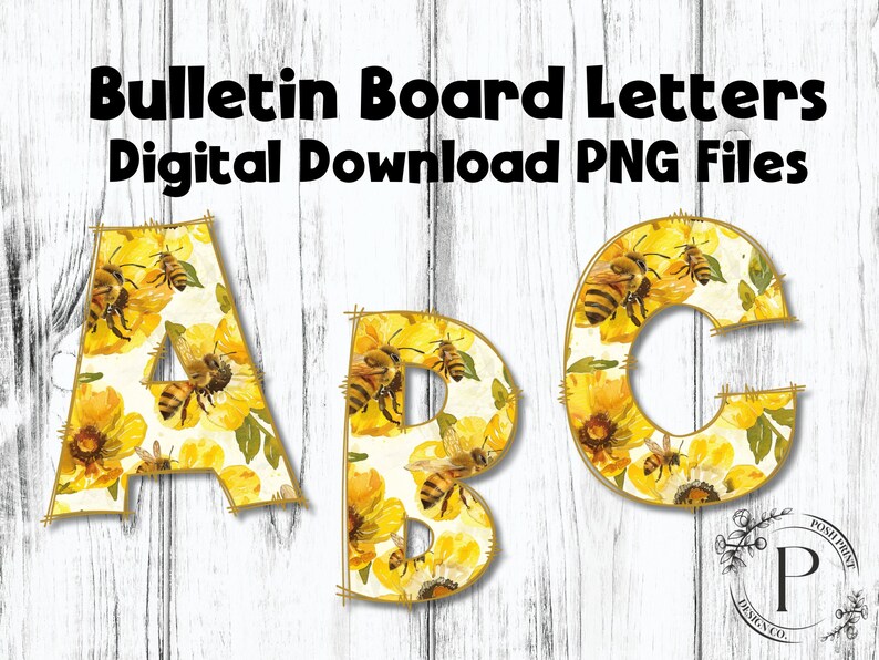 Bulletin Board Letters, Honey Bees, Alphabet Clip Art, PNG Files ...