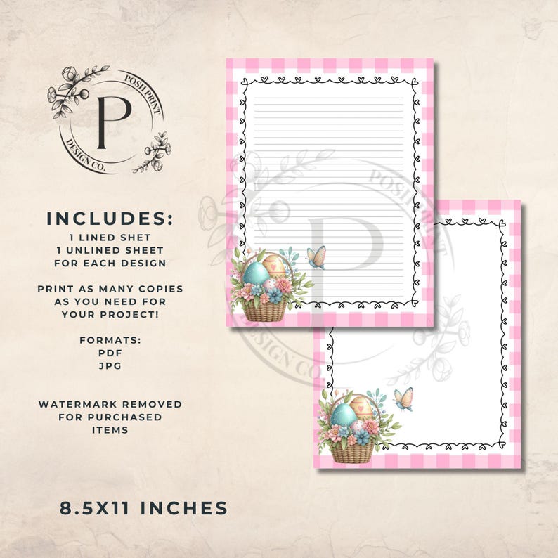 Printable Easter Stationery, Printable Writing Paper, PDF, JPG - Etsy