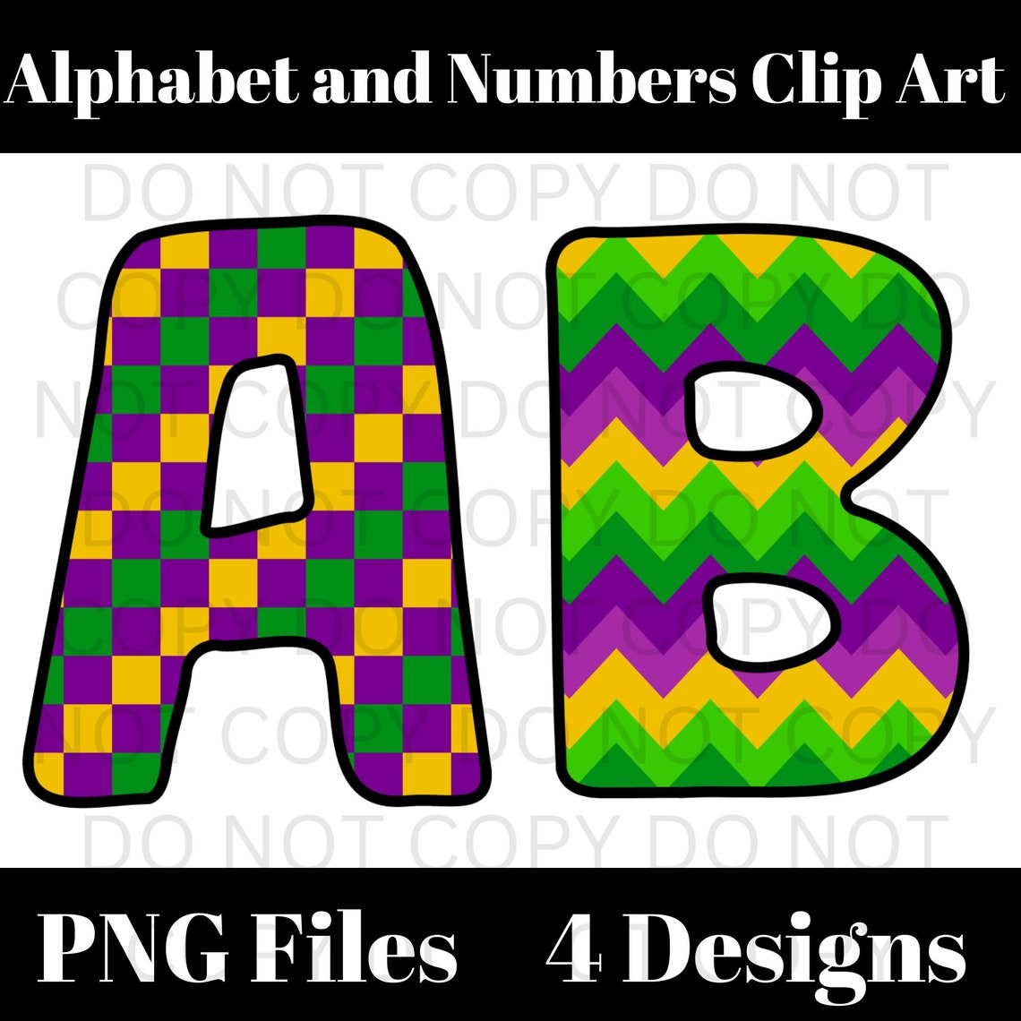 Mardi Gras Letters and Numbers Clip Art | Bulletin Board Letters | PNG ...