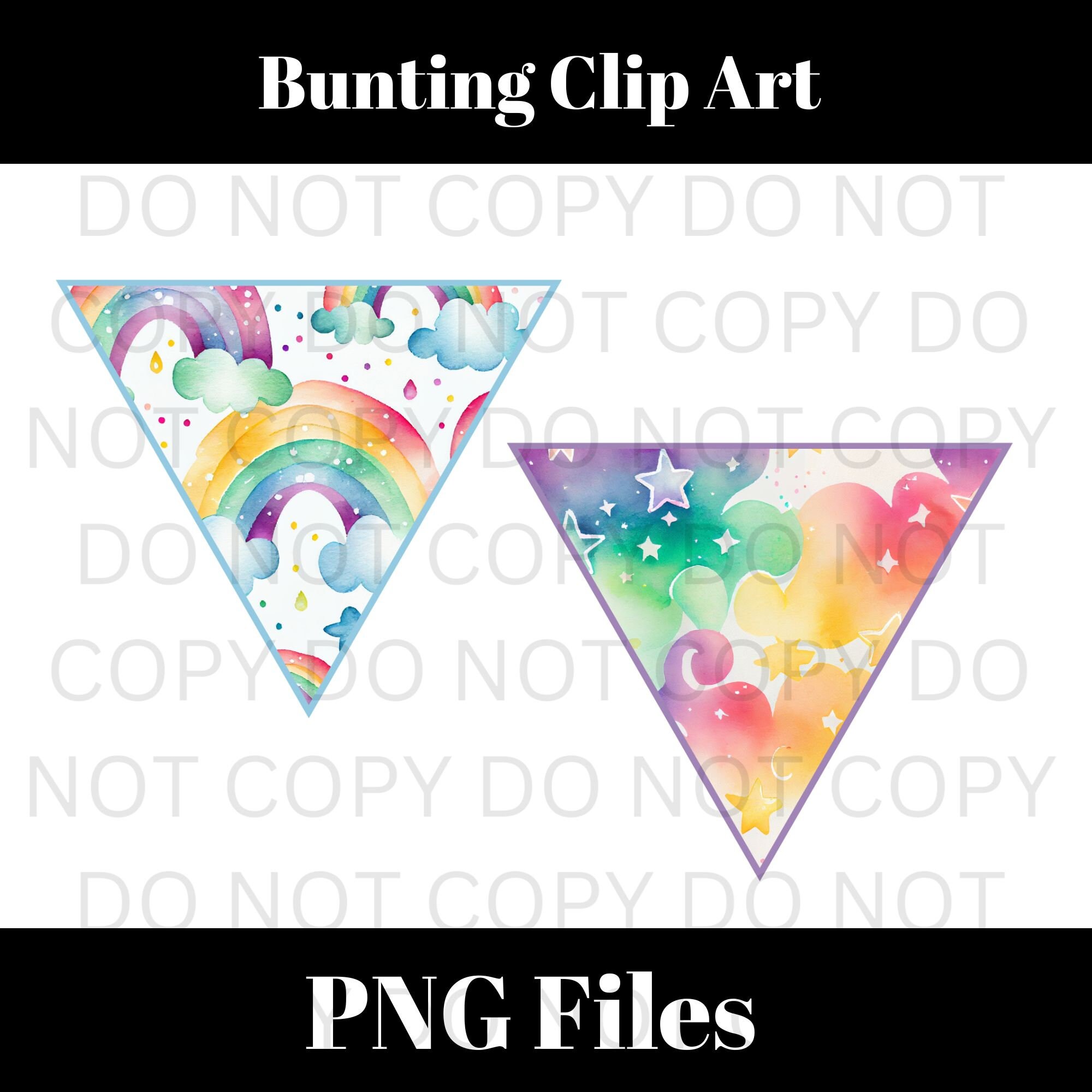 Pastel Rainbow Bunting Clip Art, Rainbow Bunting, Digital Download ...