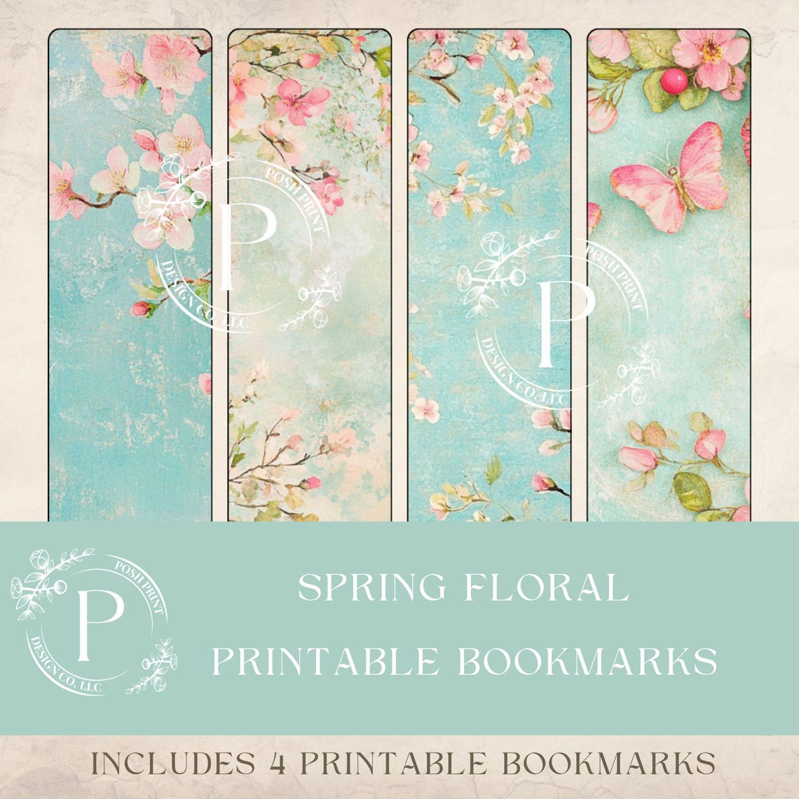Spring Floral Printable Bookmarks, Bookmark, PDF File - Etsy