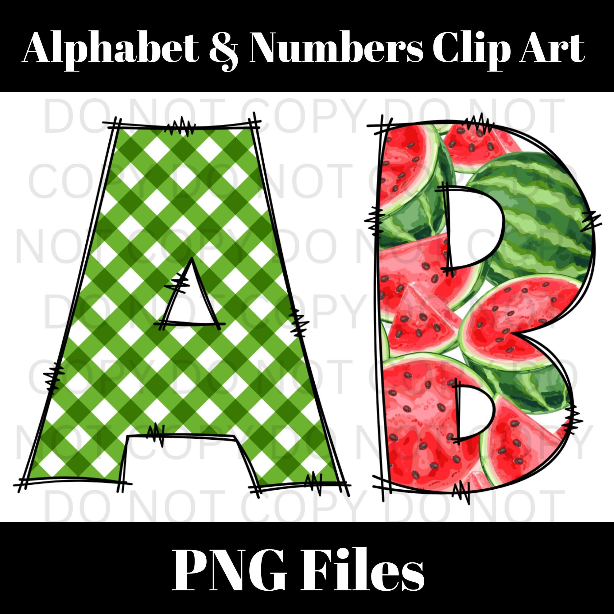 Watermelon Themed Alphaet and Numbers Clip Art, Bulletin Board Letters ...