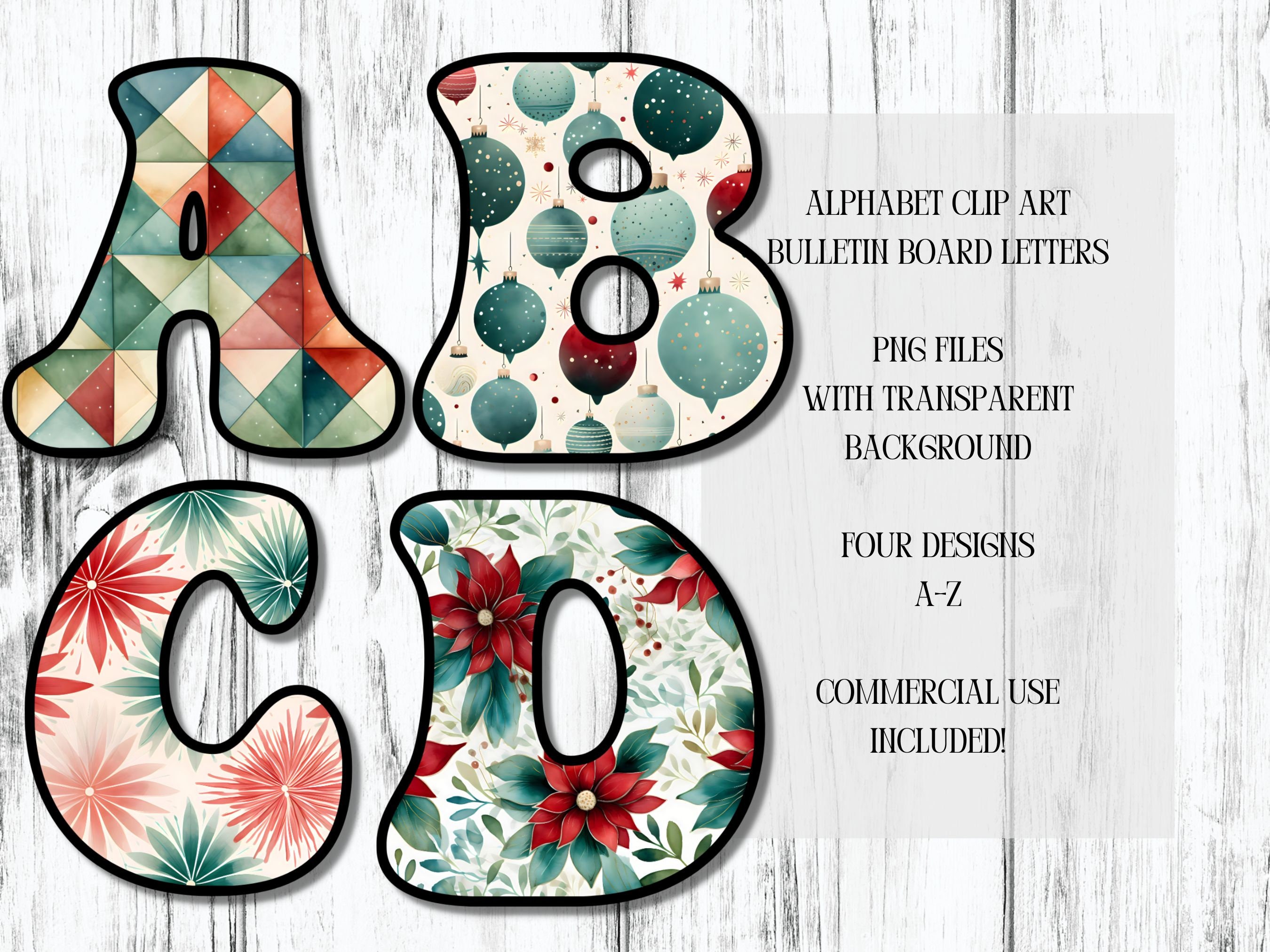 Retro Christmas Alphabet Clip Art Retro Christmas Bulletin - Etsy