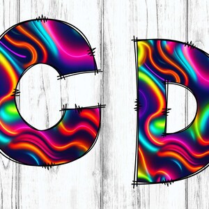Neon Alphabet Clip Art, Neon Bulletin Board Letters, PNG Files, Digital ...