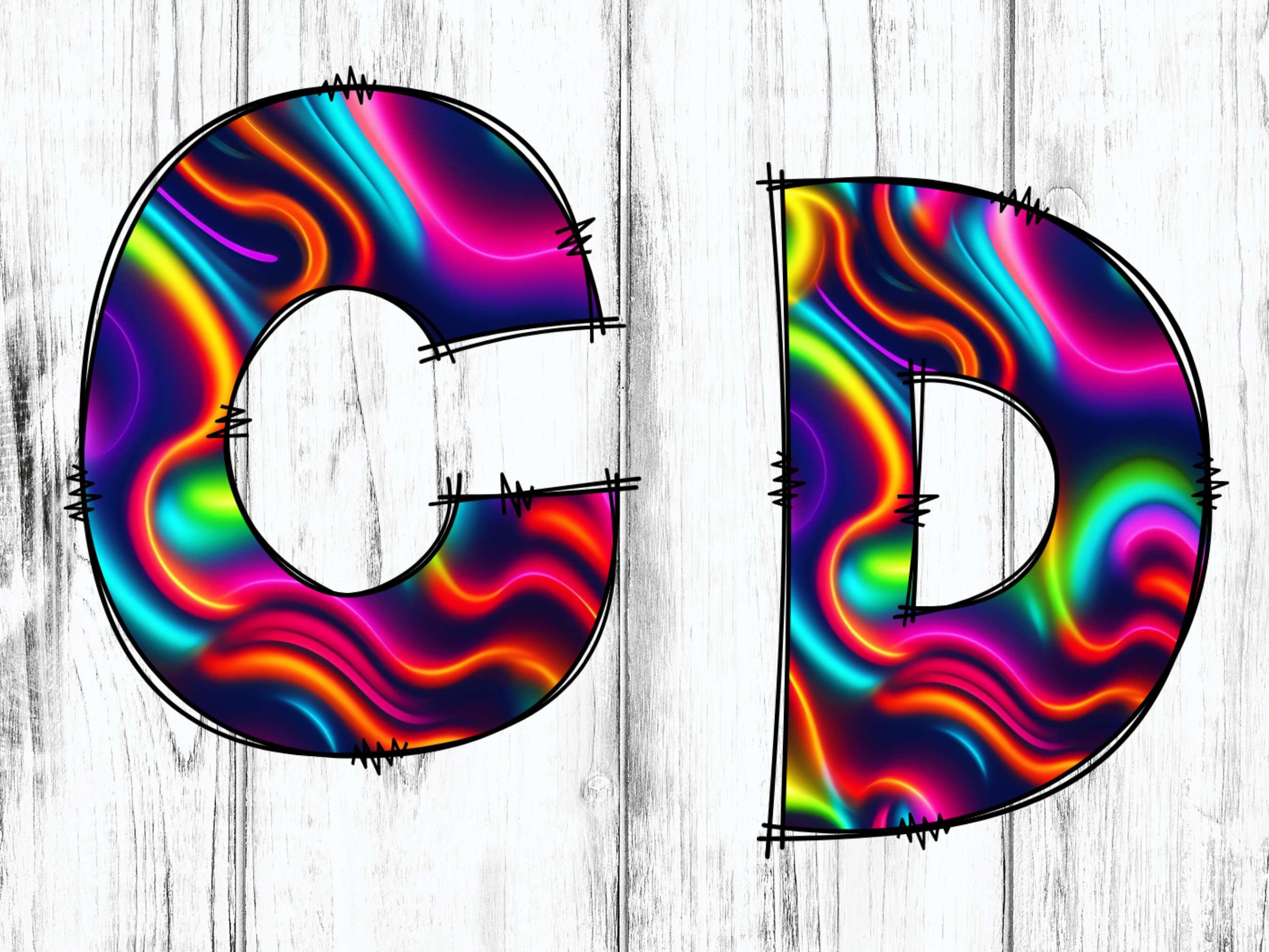 Neon Alphabet Clip Art, Neon Bulletin Board Letters, PNG Files, Digital ...