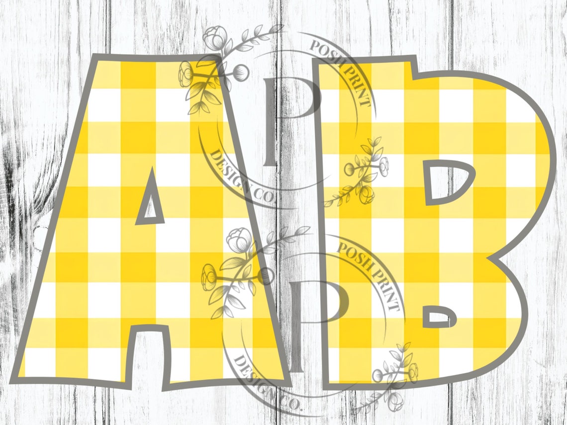 Yellow Gingham Bulletin Board Letters, Alphabet Clip Art, Letters and ...