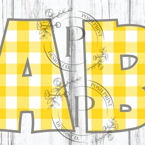 Yellow Gingham Bulletin Board Letters, Alphabet Clip Art, Letters and ...