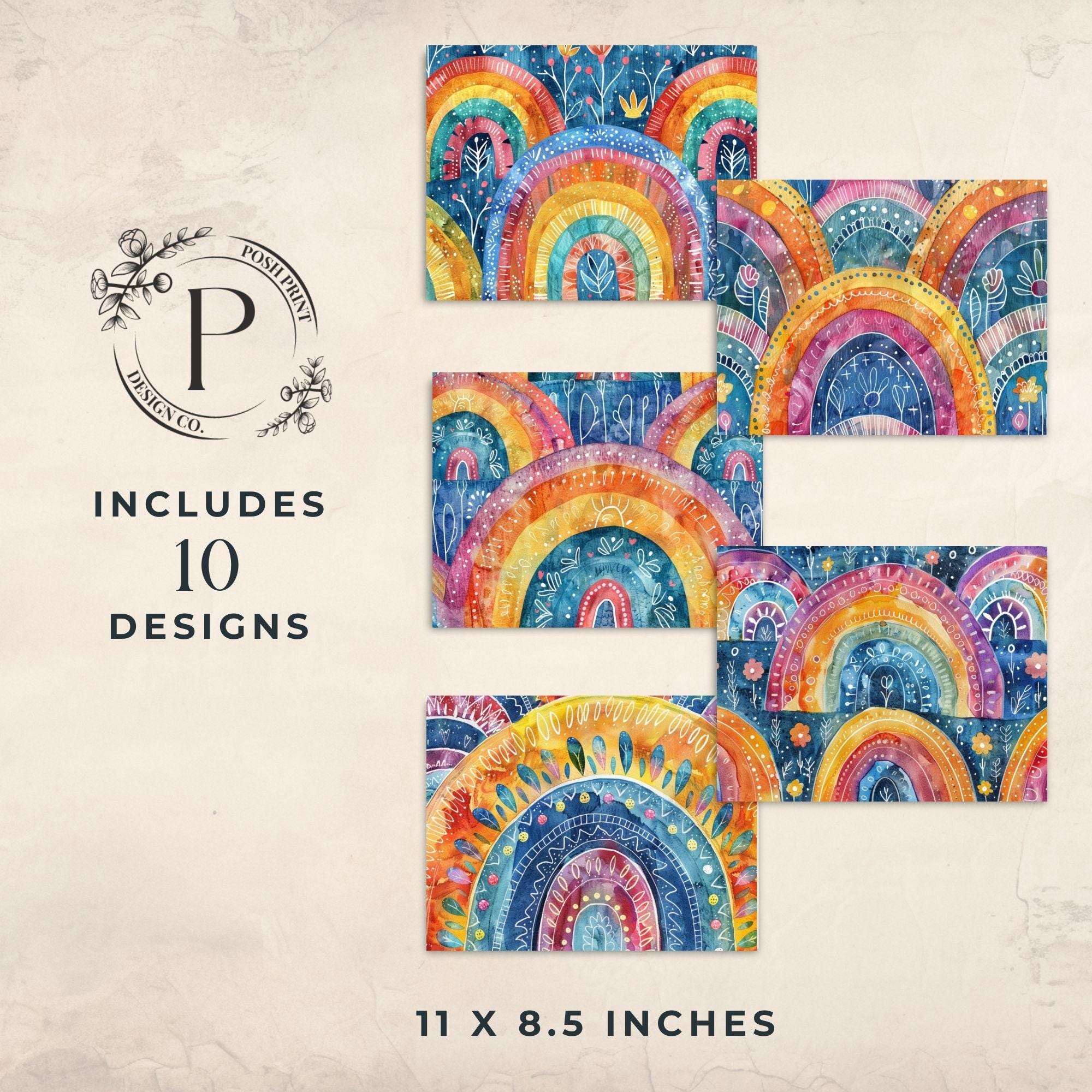 Colorful Rainbow Scrapbook Papers, Digital Papers, Junk Journal Papers ...