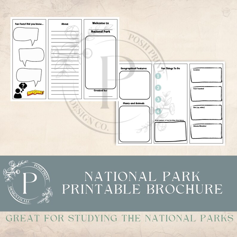 Printable National Park Brochure, Research Brochure, Education, PDF - Etsy