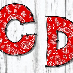 Bandana Alphabet Clip Art, Bandana Bulletin Board Letters, Western ...