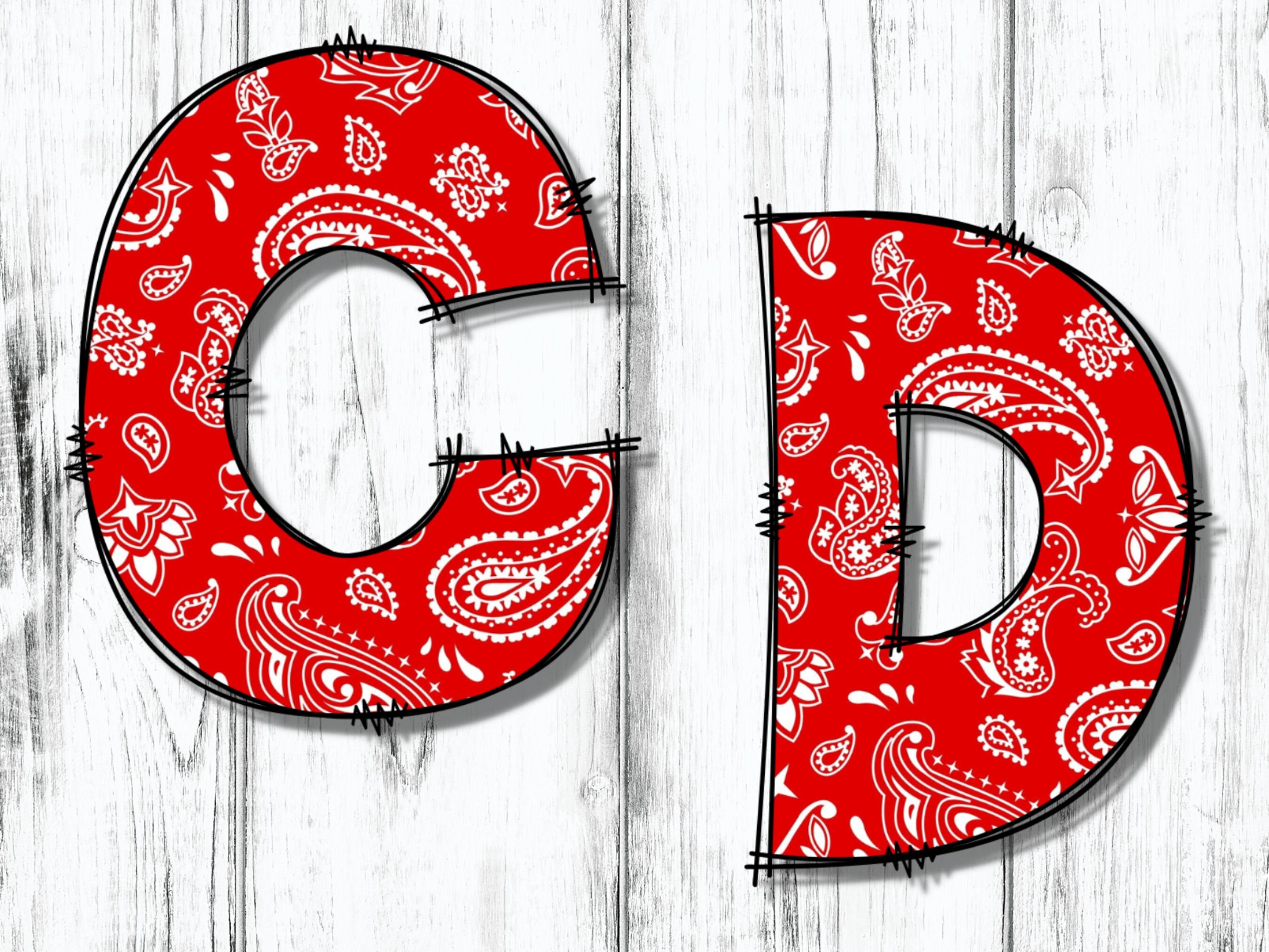 Bandana Alphabet Clip Art, Bandana Bulletin Board Letters, Western ...