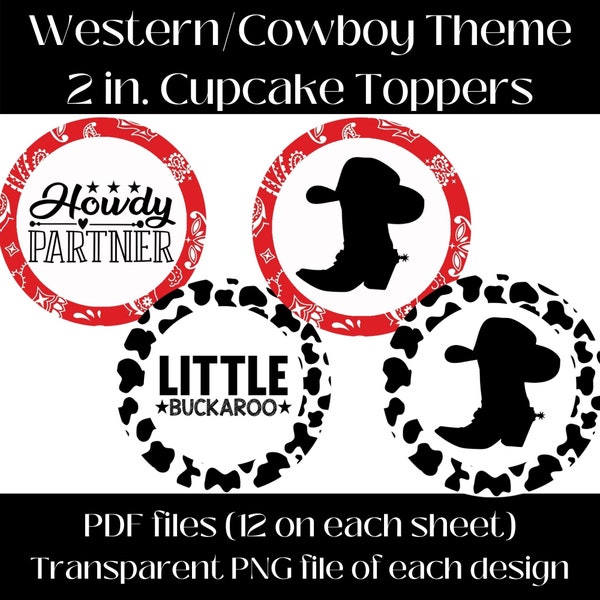 Cowboy Cupcake Toppers Printable - Etsy