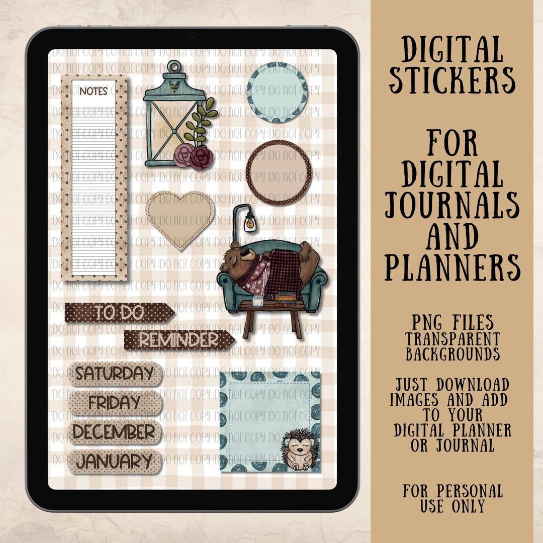 Winter Cabin Digital Stickers for Planners and Journals, PNG Files ...