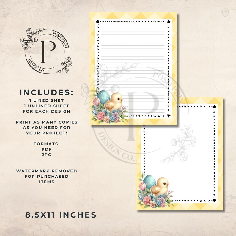 Printable Easter Stationery, Printable Writing Paper, PDF, JPG - Etsy