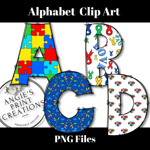 Autism Alphabet Letters Svg - Etsy