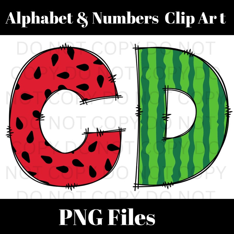 Watermelon Themed Alphaet and Numbers Clip Art, Bulletin Board Letters ...