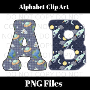Space Themed Alphabet Clip Art, Bulletin Board Letters, PNG Files ...