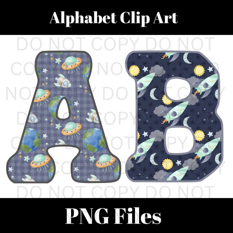 Space Themed Alphabet Clip Art, Bulletin Board Letters, PNG Files ...