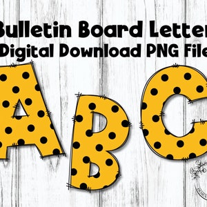 Bulletin Board Letters, Yellow With Black Polka Dots, Alphabet Clip Art ...