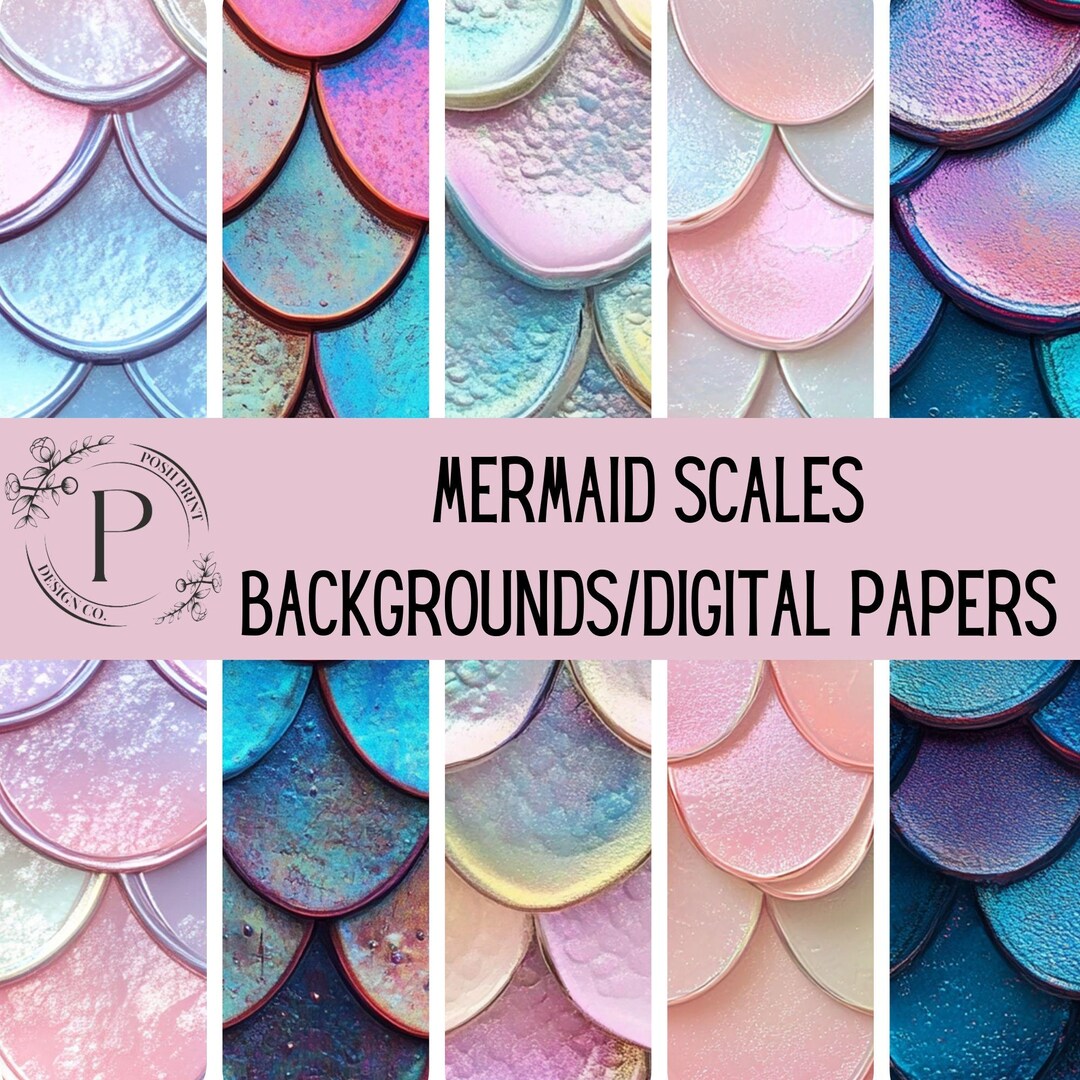 Mermaid Scales Backgrounds, Scrapbook Papers, Digital Papers, Junk ...