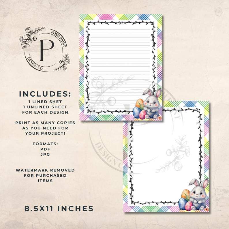 Printable Easter Stationery, Printable Writing Paper, PDF, JPG - Etsy