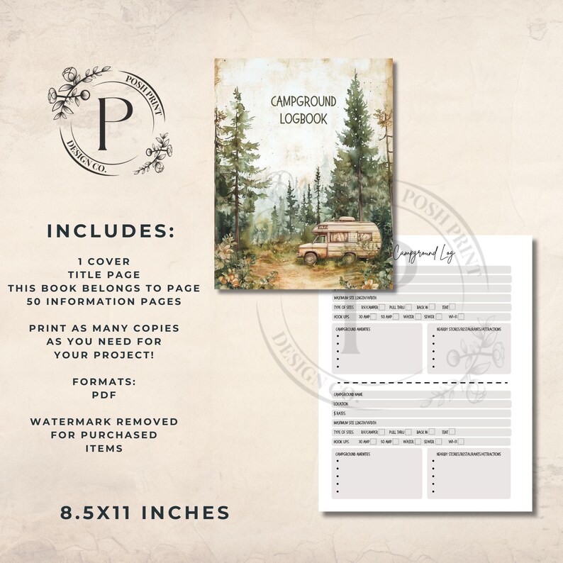 Printable Campground Logbook, Digital Download, - Etsy