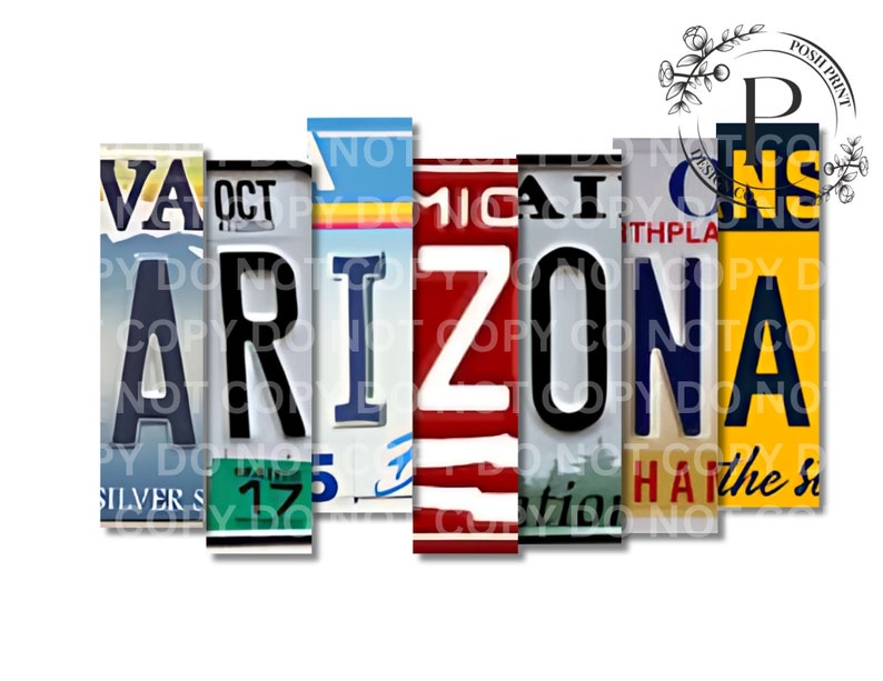 Arizona PNG, License Plate, T-shirt Design, Sublimation, DTF, Screen ...