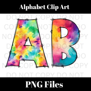 Watercolor Tie Dye Alphabet Clip Art, Alphabet, Clip Art, Classroom ...