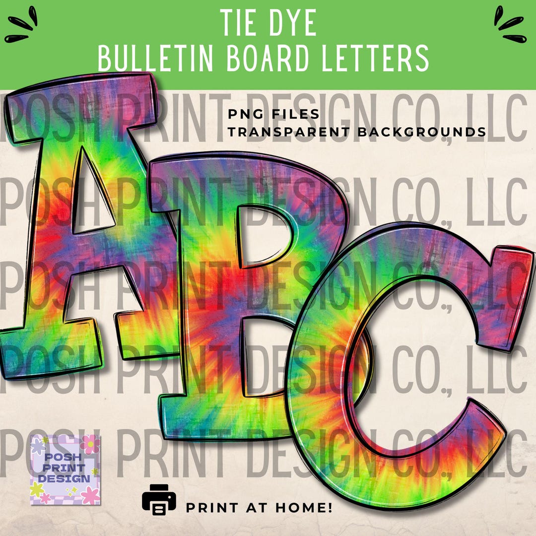 Tie Dye Alphabet Clip Art | Bulletin Board Letters | Transparent PNG ...
