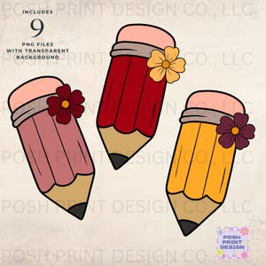 Boho Pencils Clip Art | Cute Boho School Supply Illustrations ...