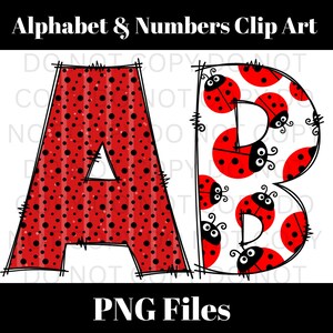 Lady Bug Themed Alphabet Clip Art, PNG Files, Bulletin Board Letters ...