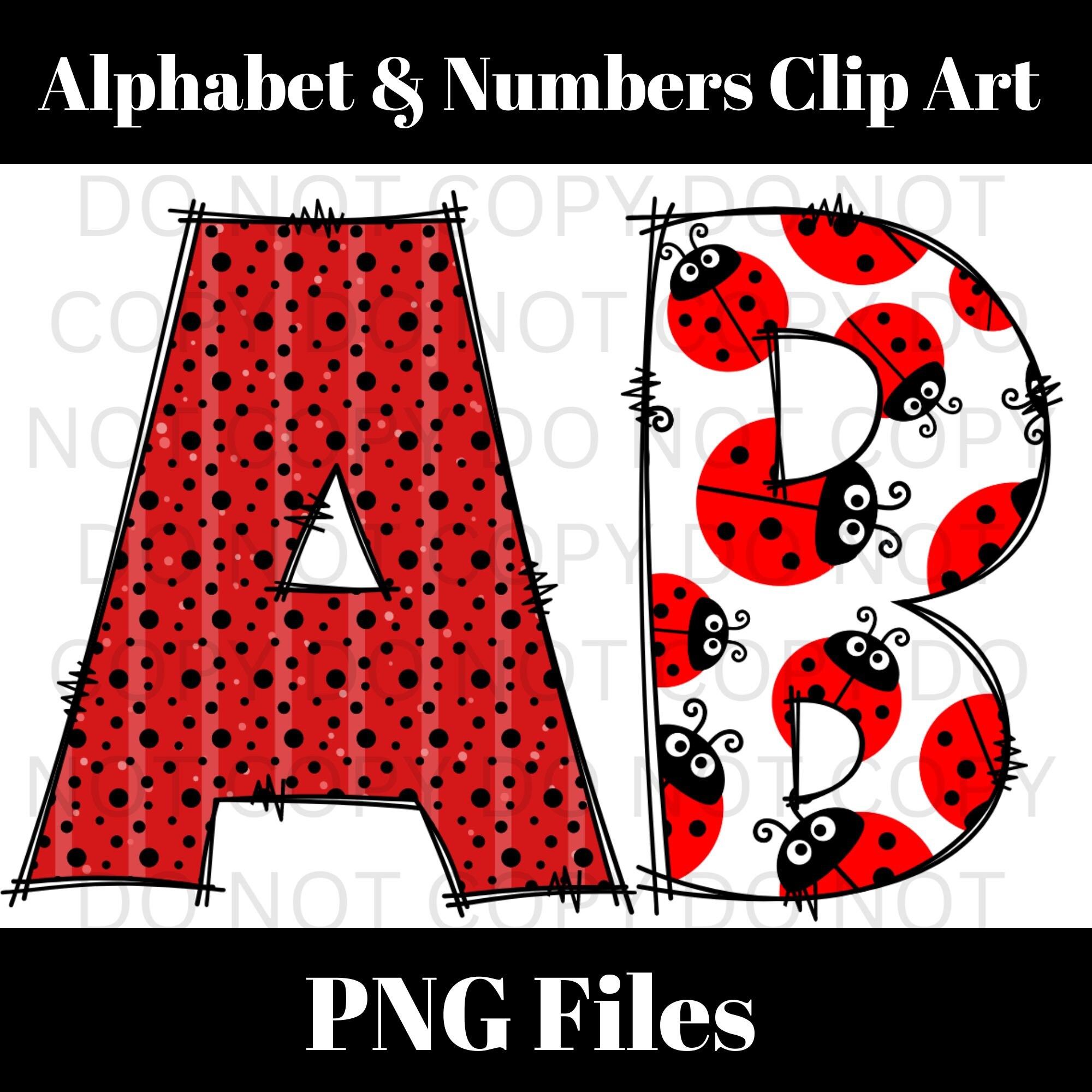 Lady Bug Themed Alphabet Clip Art, PNG Files, Bulletin Board Letters ...