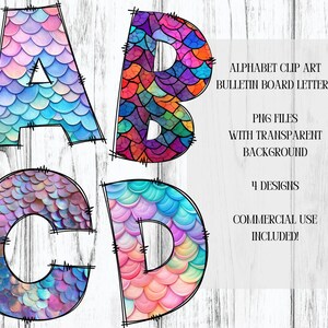 Mermaid Alphabet Clip Art, Mermaid Bulletin Board Letters, Mermaid ...