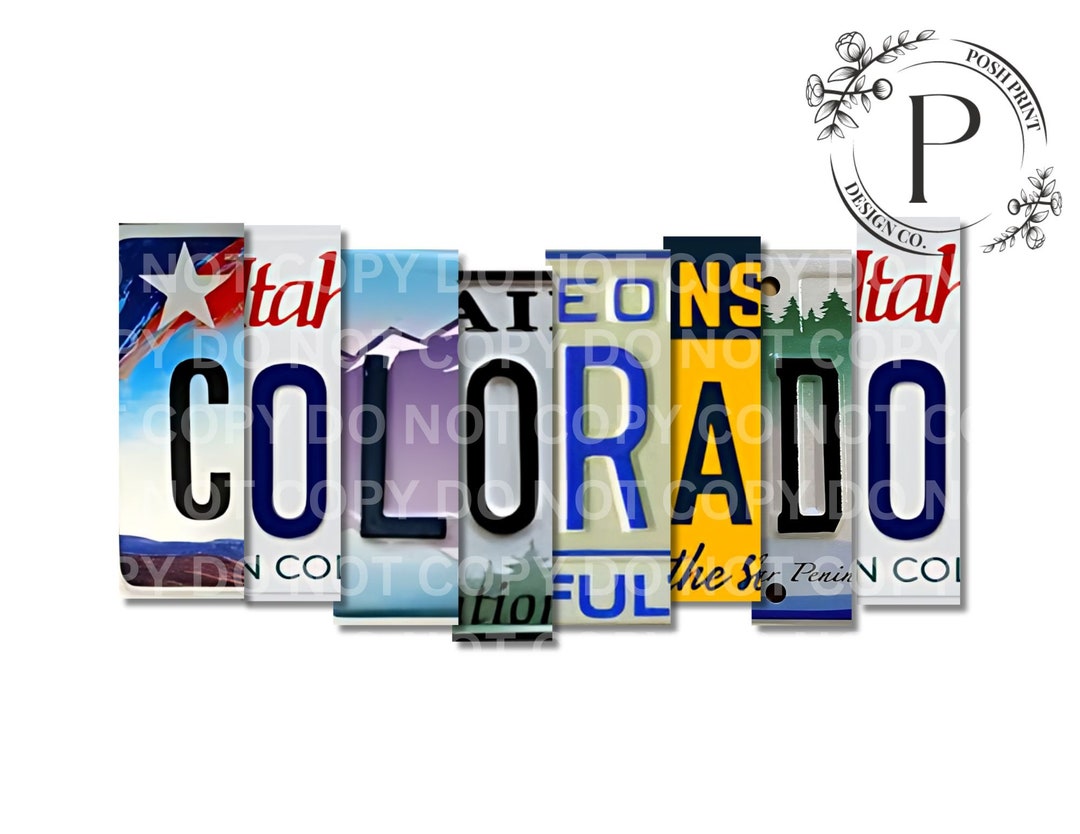 Colorado PNG, License Plate, T-shirt Design, Sublimation, DTF, Screen ...