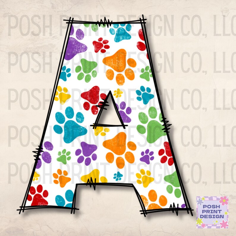 Paw Print Alphabet Clip Art, Bulletin Board Letters, PNG Files, Digital ...