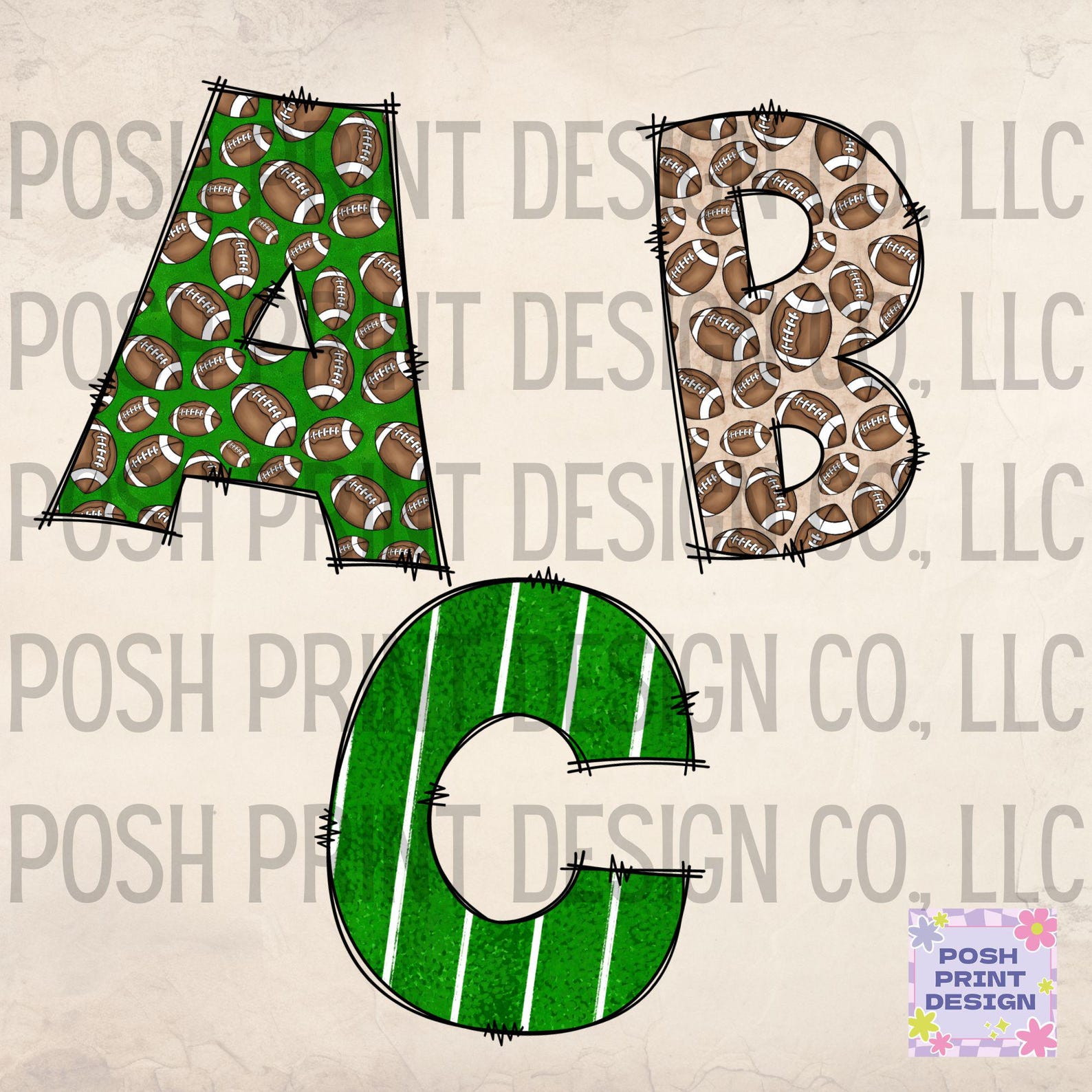 Football Alphabet Clip Art, Bulletin Board Letters, BUNDLE OF 3, PNG ...