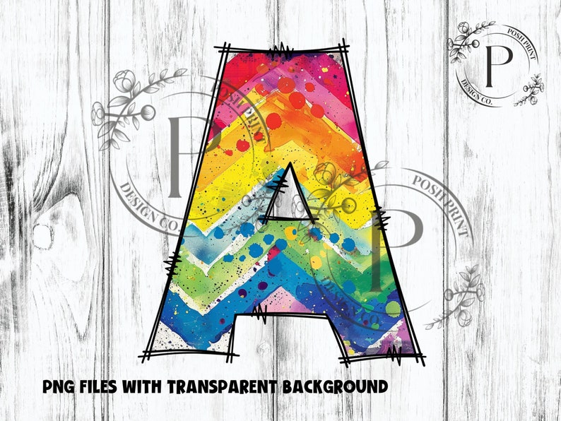 Rainbow Chevron Bulletin Board Letters, Alphabet Clip Art, PNG Files ...