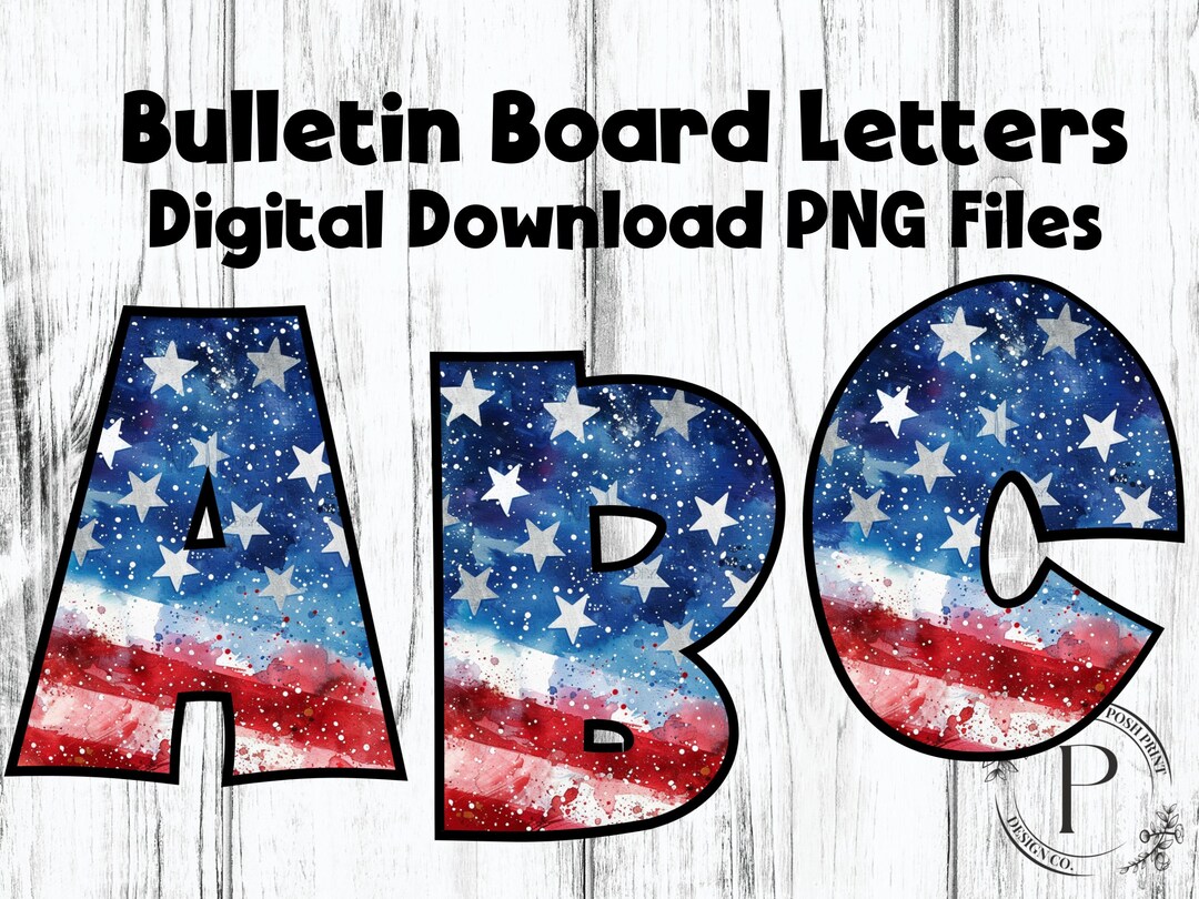 America Bulletin Board Letters, Patriotic Letters, Alphabet Clip Art ...