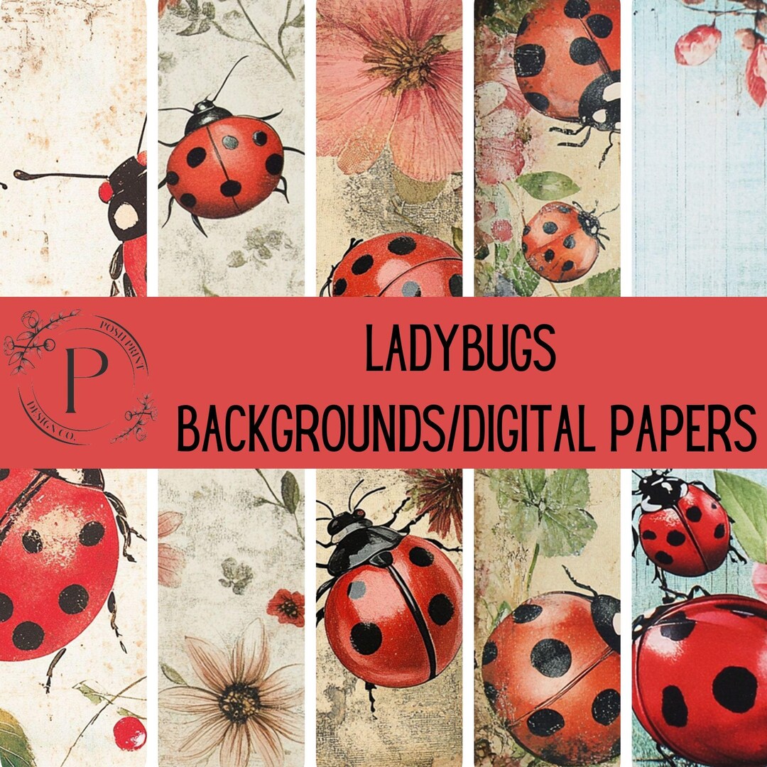 Ladybugs Backgrounds, Scrapbook Papers, Digital Papers, Junk Journal ...