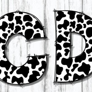 Cow Print Doodle Alphabet Clip Art, Cow Print Bulletin Board Letters ...