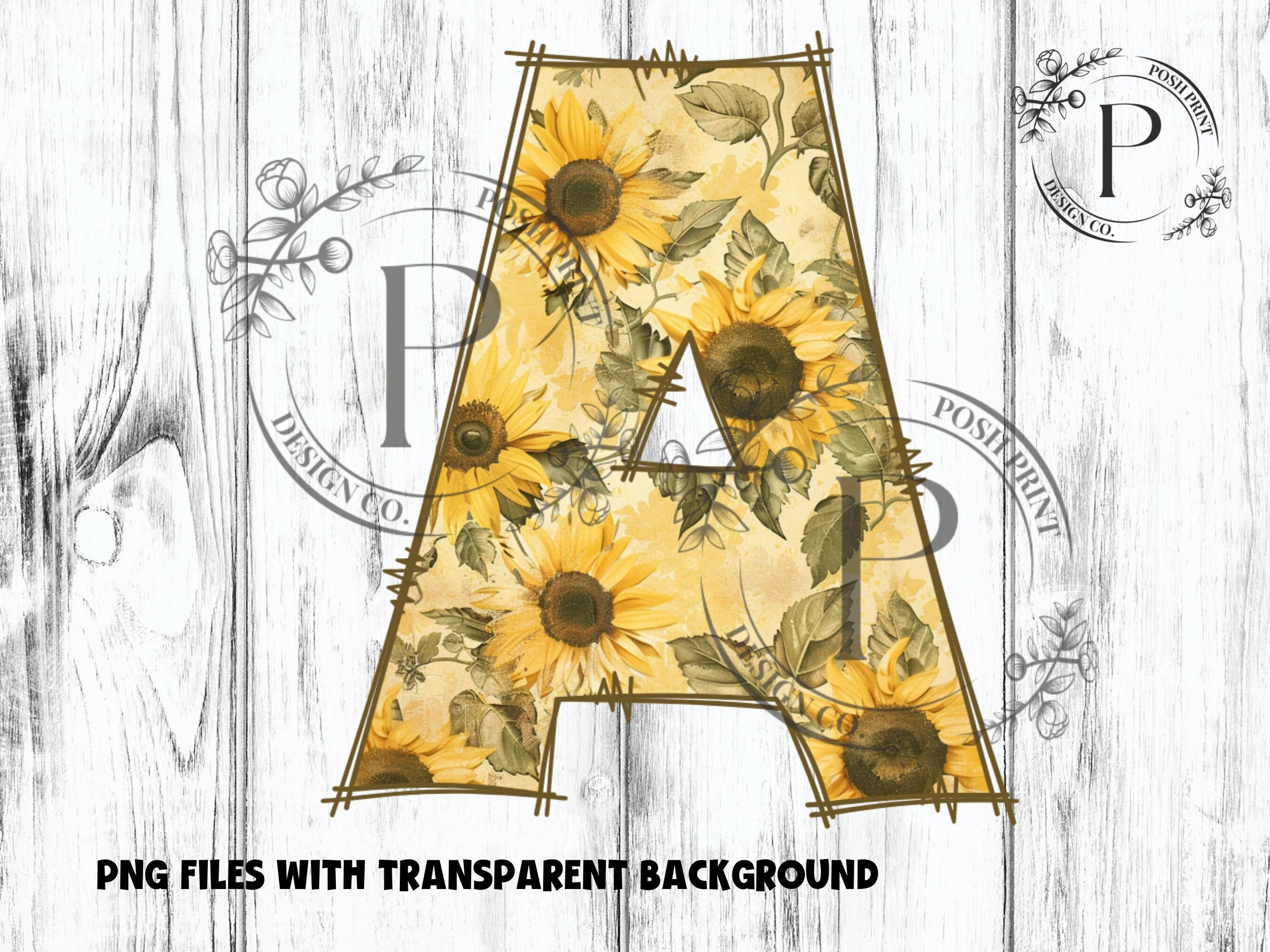 Sunflower Bulletin Board Letters, Alphabet Clip Art, PNG Files, Digital ...