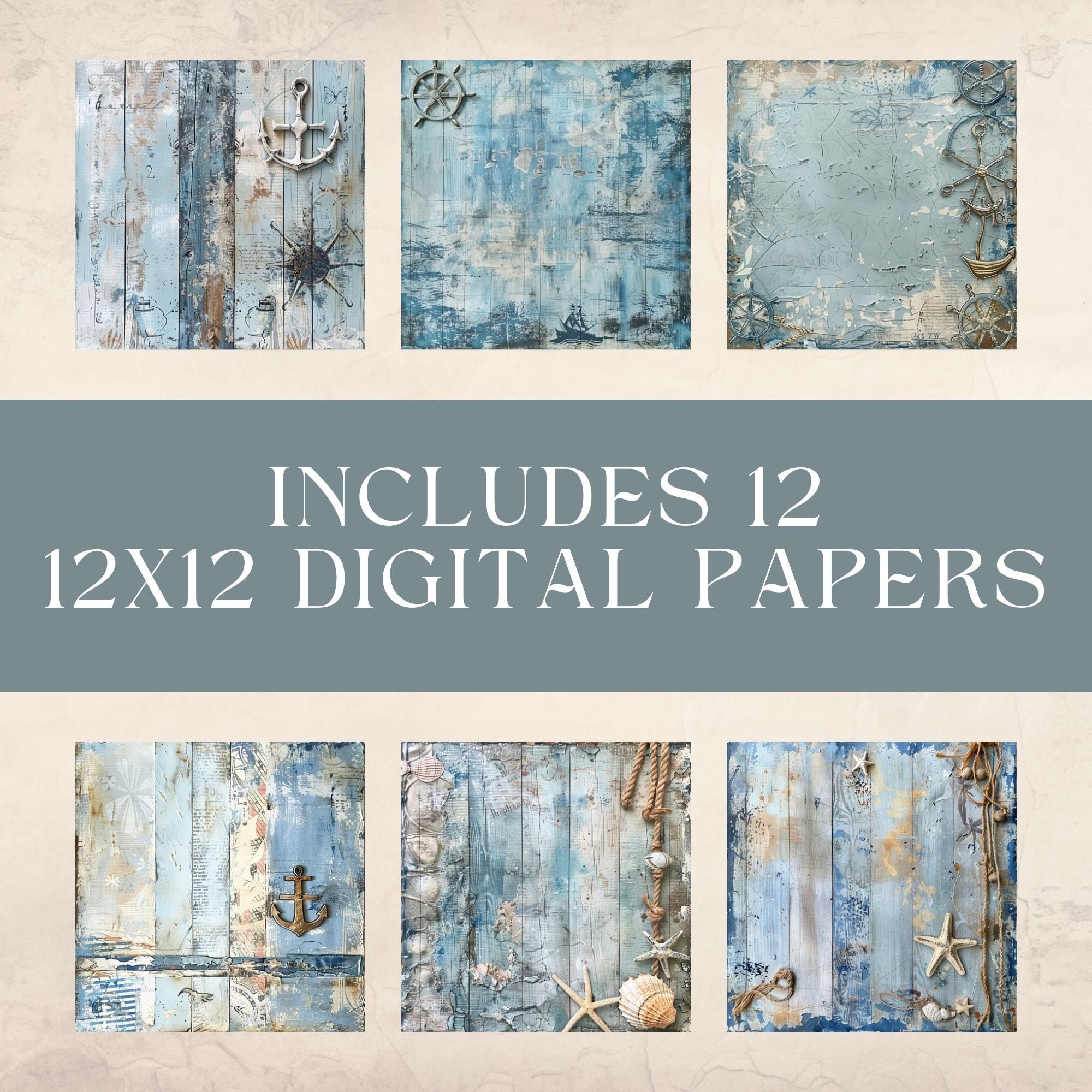 Nautical Scrapbook Papers, Digital Papers, Junk Journal Papers, JPG ...