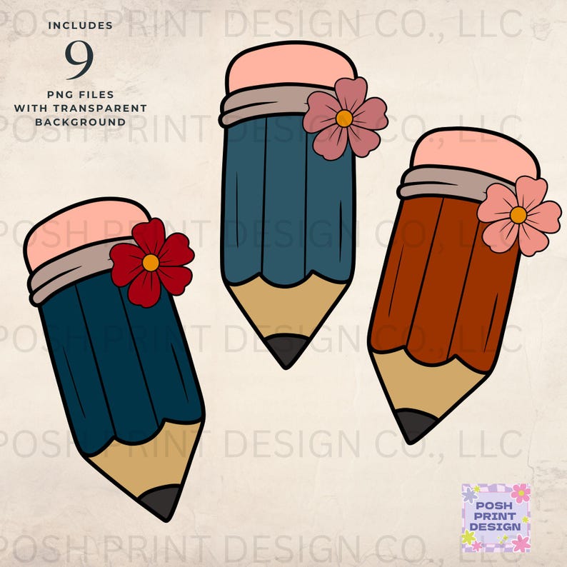 Boho Pencils Clip Art | Cute Boho School Supply Illustrations ...