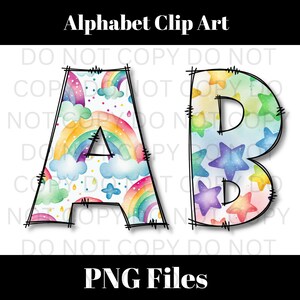 Rainbow Watercolor Alphabet Clip Art, Bulletin Board Letters, PNG, Clip ...