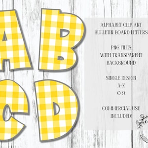 Yellow Gingham Bulletin Board Letters, Alphabet Clip Art, Letters and ...
